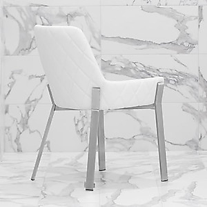 ZURI Sydney White Leatherette Dining Chair with Brushed Stainless Steel Legs