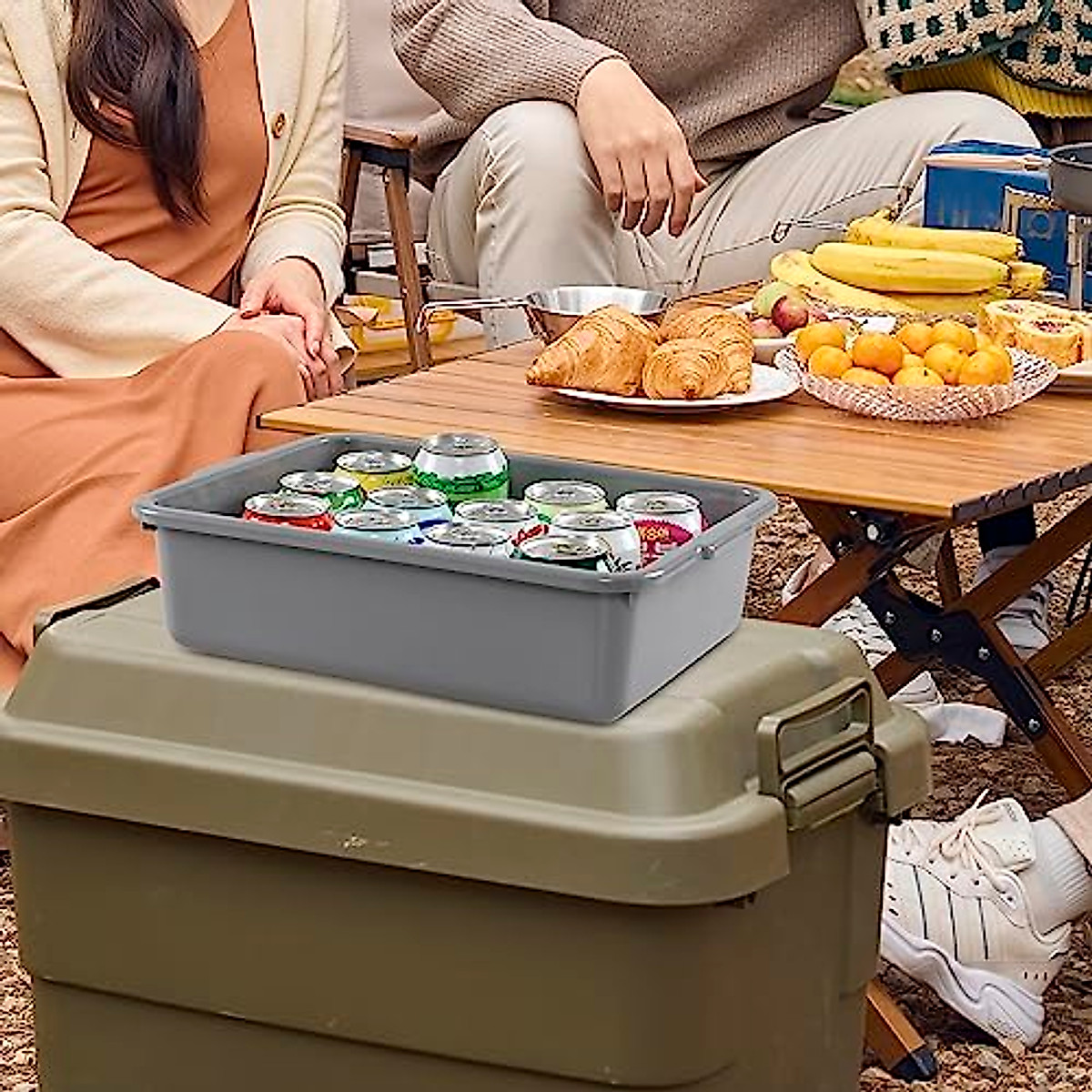 Farmoon 5 Pack Food Service Bus Tub, 8 L Small Commercial Bus Tub Box, Grey Wash Basin