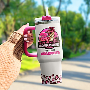 Black Mom, Mommasaurus Leopard Nutrition Facts, Tumbler 40 Oz With Handle Lid And Straw, Mom Nutrition Facts Double Wall Vacuum Leopard Coffee Hot And Iced, Mommasaurus Gifts
