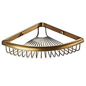 joyMerit Vintage Design Corner Shower Caddy, Brass Wall Mounted Bathroom Shelf, Storage Organizer for Toilet, Dorm and Kitchen - Bronze