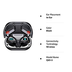 Bluetooth Headphones Wireless Earbuds Sports,120H Playtime Over-Ear Bluetooth 5.3 Ear Buds with Earhook Wireless Headphones LED Display Workout Audifonos Bluetooth inalambricos for Samsung Android