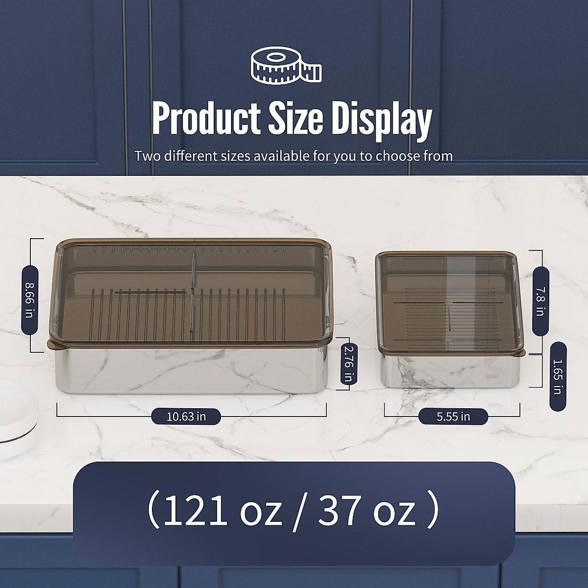 Hommiya 3pcs Stainless Steel 304 Food Storage Containers with Lids - Stackable, Dishwasher Safe for Meal Prep, Deli Meat, Cheese,Bacon & Freezer(1000ml)