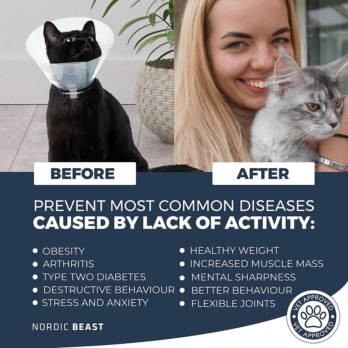 48'' Large Cat Wheel – Size Which Doesn't Negatively Affect Cat's Spine – Nordic Beast, Cat Exercise Wheel Indoor, Cat Wheels for Indoor Cats, Cat Treadmill, Cat Running Wheel, Cat Wheel Exerciser