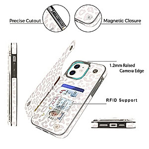 uCOLOR for iPhone 11 Wallet Case with Card Holder-PU Leather Folio Flip Cover Kickstand Card Slots Double Magnetic Clasp RFID Blocking Compatible with iPhone 11 6.1" (Leopard)