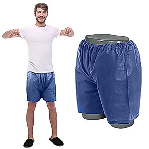 AMZ Medical Supply Disposable Boxer Shorts Unisize. Pack of 10 Dark Blue Disposable Shorts Medical with Elastic Waist, No Pockets. Breathable PP Disposable Exam Shorts Medical for Massage, Hospital