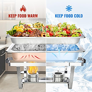 Chafing Dishes for Buffet 4 Pack, 9QT Full Size Rectangular Chafing Dish Buffet Set, Stainless Steel Chafers and Buffet Warmers Set, Food Warmers for Parties, Weddings, Banquets, Catering Events