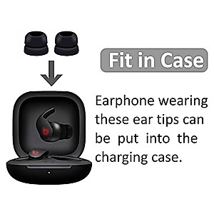 6 Pairs Double Flange Compatible with Beats Fit Pro Ear Tips Buds, S/M/L 3 Size Replacement Noise Reduce Silicone Wing Eartips Earbuds Earplug Fit in Case for Beat Fit Pro - Black