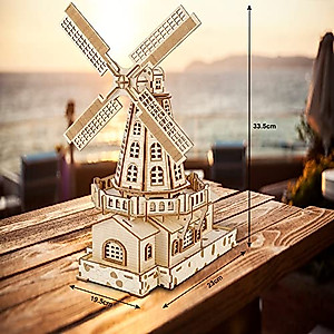 GuDoQi 3D Wooden Puzzle for Adults, Wooden Dutch Windmill, Model Kits to Build, Wood Craft Kit, DIY Assembly Toy, Idea Gifts for Birthdays Mother's Day
