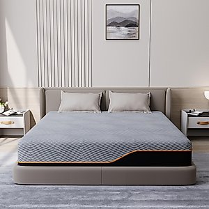 ESHINE California King Memory Foam Mattress 14 inch - 14 inch Mattress with Cooling Gel Memory Foam for Pressure Relief, Green Tea Mattress in a Box for Back Pain, CertiPUR-US Certified, Dark Grey