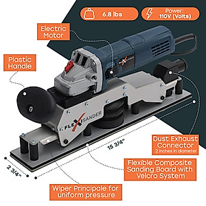 Electric flexible orbital sander Flexisander FS40070E 110 V, 15 3/4 x 2 3/4 in, sands curved surfaces, fastening system with dust extraction, vehicle body repairers, shipbuilders, composite, wood