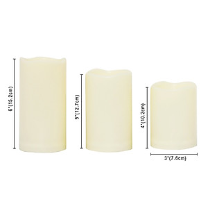 Outdoor Waterproof Flameless LED Pillar Candles with Timer Long Lasting Indoor Battery Operated Electric Flickering Candle Lights for Halloween Christmas Home Wedding Party Décor Gift Choice 3-Pack