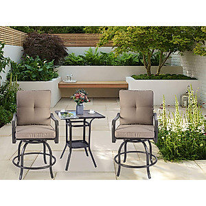 Kozyard Isabella High Swivel Bar Stools/Chair Set for Home Patio, Back Yard, Cafes, Bistro, Restaurants and Chic Bars (Beige)
