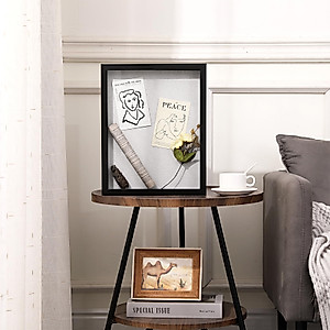 Muzilife Shadow Box Picture Frame with Linen Board Deep Wood Glass Display Case Ready to Hang Memory Box Baby Sports Memorabilia, Pins, Awards, Medals, Wedding, Tickets and Photos, Black, 2pcs 11X14