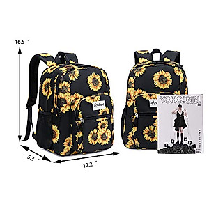 abshoo Classical Basic Women Travel Laptop Backpack School Bookbag for College Teen Girls Backpack with USB Charging Port (USB Sunflower Black)