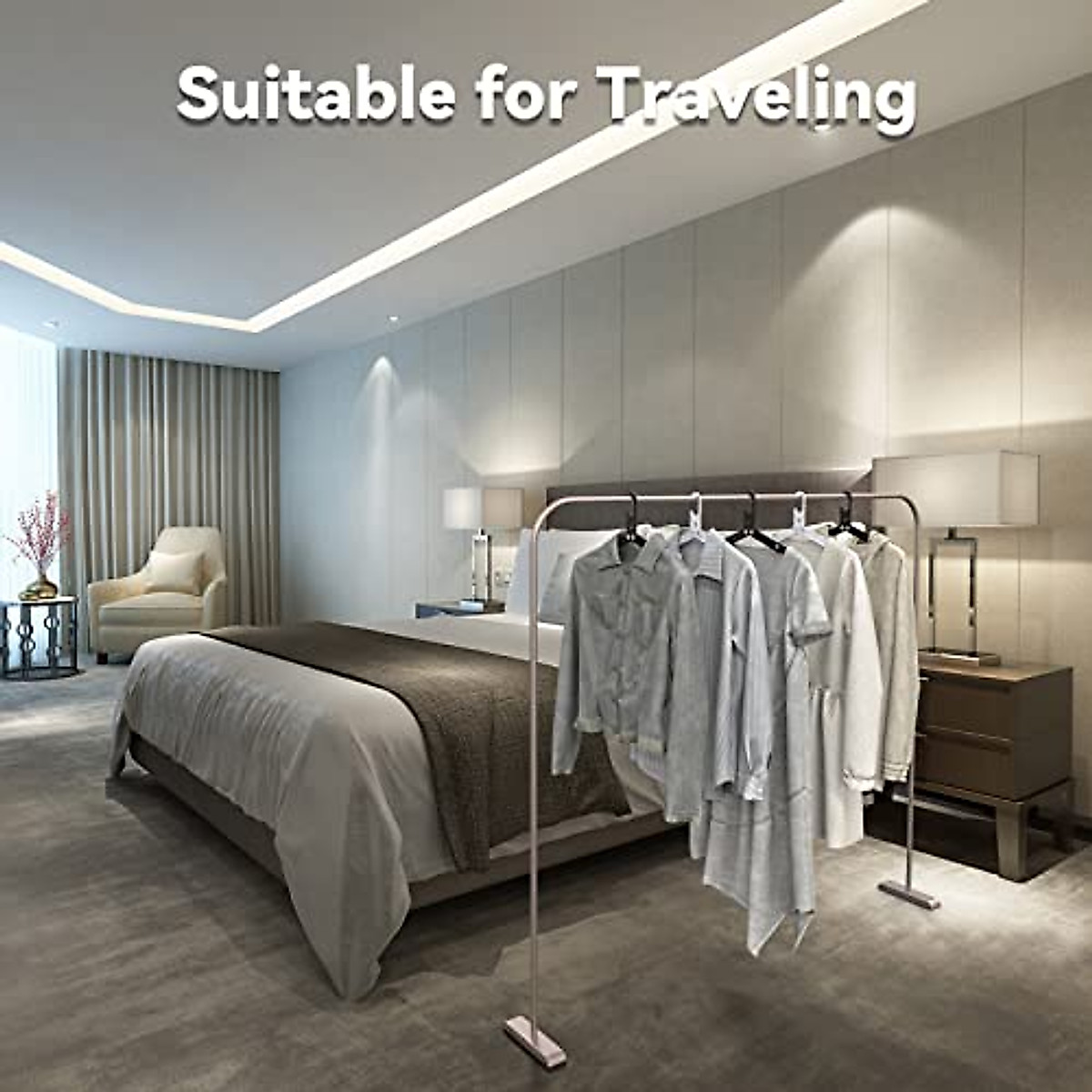 Sazfli 3-Pack Foldable Travel Hangers, Portable Lightweight Aluminium Alloy and Durable Collapsible Hanger with Storage Bag for Camping Traveling Outdoor, Black