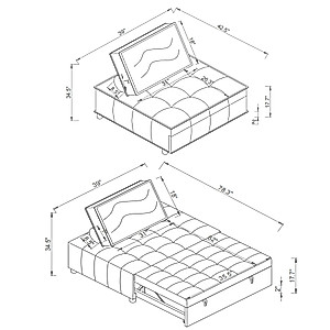 TRIPLE TREE 3 in 1 Multipurpose Folding Ottoman Sleeper Sofa Bed, Faux Leather Convertible Sleeper Chair, Adjustable Single Sofa Bed for Living Room Apartment,Brown