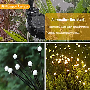 BCGA Solar Firefly Garden Lights, Outdoor Waterproof Solar Yard Light, for Christmas Outside Patio Pathway Landscape Decorations 8 Modes Warm White(2 Pack 20 LED)