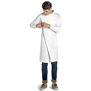 Dr. James Premium Howie Style Unisex Lab Coat for Men & Women, Cuffed Sleeves, Classic Fit, Snap Closing, 43" Length (S (Men S/Women M)) White