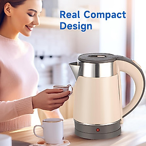 Eyhmhy Small Electric Tea Kettle Stainless Steel,0.8L Portable Travel Hot Water Boiler, 800 Watts Mini Electric Coffee Kettle