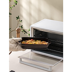 Kanwone Ceramic Baking Dishes, Rectangular Lasagna Pans, Casserole Dishes, Bakeware Set for Cooking, Kitchen, Cake Dinner, 9 x 13 Inches, Stripe Series - Reactive Glazed (Matte Black)