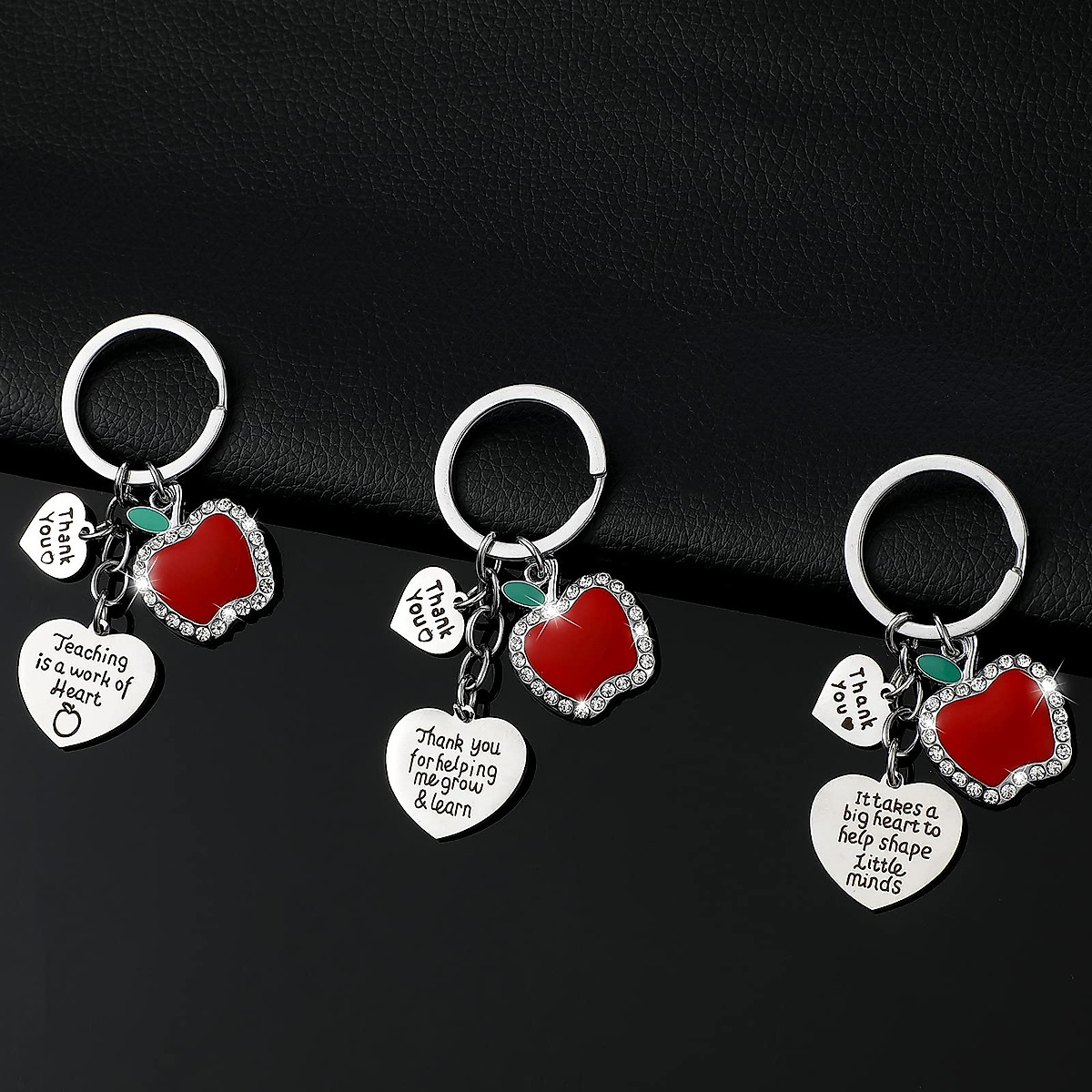 Hicarer 6 Pieces Teacher Keychain Gifts Set Teacher Key Ring Appreciation Sock Gifts Valentines Day Gifts for Teacher