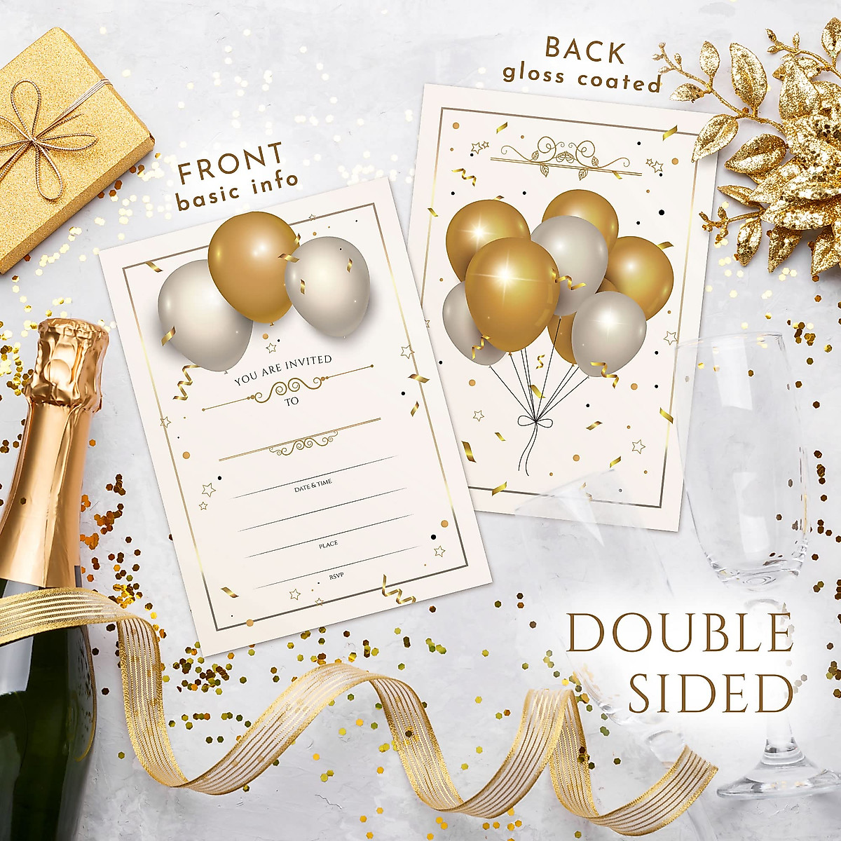 30 Pack Glossy Birthday Party Invitations with Envelopes , Birthday Invites , Birthday Invitation , Invitation Cards , Birthday Invitation Cards