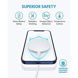 Magnetic Wireless Charger, Anker Wireless Charger with 5ft Built in USB-C Cable, PowerWave Magnetic Pad, 7.5W Charging for iPhone 13 / 13 Pro / 13 Pro Max / 13 mini / 12 / 12 Pro (No AC Adapter)