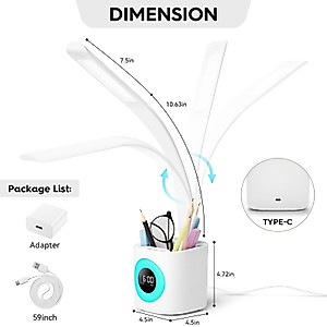Desk Lamps for Home Office, Architect Desk Lamp with Clamp, LED Desktop Lamp Dimmable, Bright Office Lighting, 9W Modern Desk Lamp for Monitor (Black)