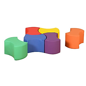 Children's Factory Soft Touch Bowtie Set-6, Rainbow, CF805-010, Preschool Kids Chairs, Flexible Daycare or Nursery Toddler, 10”H Classroom Seats