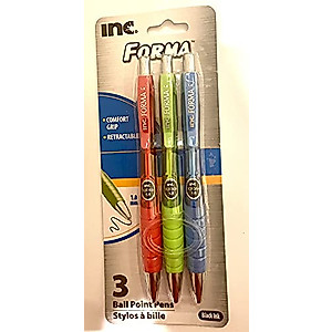 Forma 1.0 mm Ball Point Retractable Black Ink W/ Neon Barrel Colors 1 Pack Of 3