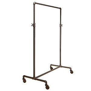 Only Mannequins® Pipe Series Commercial Quality Adjustable 2-Way Ballet Style Rolling Garment Clothing Rack, Anthricite Grey