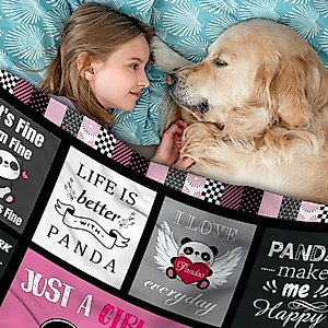 Panda Blanket Gifts for Girls Women Soft Warm Flannel Panda Lovers Throw Blanket Panda Birthday Gifts for Adults Kids 50"x40"