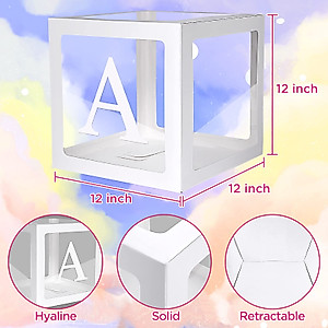 Baby Shower Decorations for Boy Girl, 4PCS Graduation Decor Blocks with 30PCS Letters(A-Z+BABY) Bridal Shower Decorations Transparent Ballon Boxes Gender Reveal Party Supplies Favor Birthday Backdrop