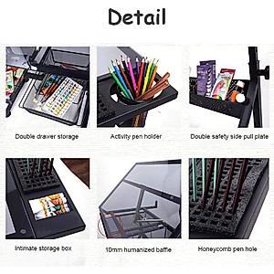 XiVue Adjustable Glass Drafting Table,Versatile Art Study Table,with Storage Drawers,Art Studio Design Sketching Painting Work Station