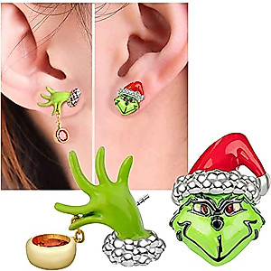 MUDUH Womens Cute Greench Earrings Classic Stealing Christmas Earrings 2022 Christmas Green Jewelry Gifts for Lovers Girls