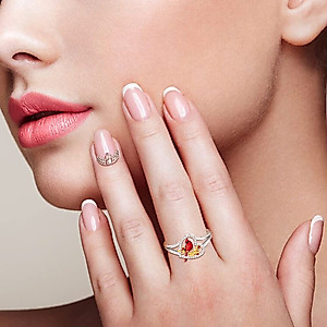 Cardinal Ring for Women Sterling Silver Heart Red Bird Cardinal Jewelry Spiritual Memorial Gifts for Loss of Loved One Size 8