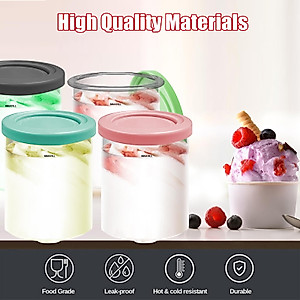 lelinker for Ninja Creami Ice Cream Maker Pints, Compatible with Ninja Creami Pints and Lids 4 Pack, [with 4 Pack Ice Cream Scoop] Compatible with nNC301,NC300,NC299AMZ Series Ice Cream Maker