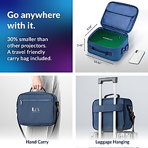 UVISION X1 Native 1080P Wireless Projector w/ Carry Case, Portable, Keystone Correction, Mounted & Dual Speaker,Outdoor, Home & Office Projector | Works With Roku/FireTV/Laptop/Phone/Tablets/Ps5