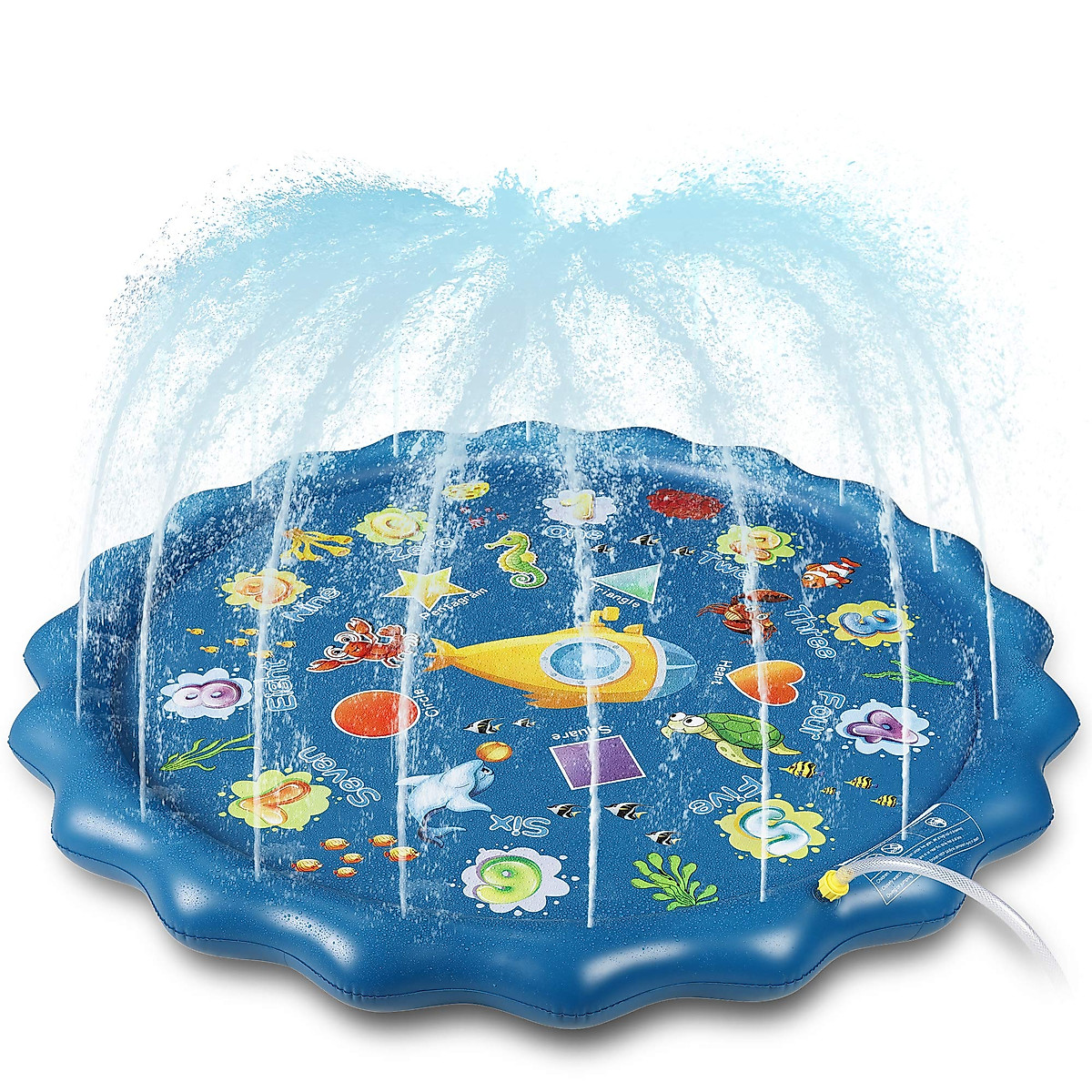 Winique Splash Pad, Sprinkler for Kids, Wading Pool for Toddlers, 68" Inflatable Outdoor Summer Toys for Babies, Gifts for 3 4 5 6 7 8 9 Year Old Boys Girls (Blue)