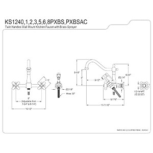 Kingston Brass KS124PXBSAC Heritage Bridge Kitchen Faucet, Antique Copper, 11.81 x 8.13 x 8.5