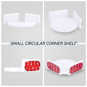 Mini Circular Corner Shelf Mount for Security Cameras, Baby Monitors, Speakers, Plants & More, Universal Holder, Strong Adheasive, No Mess, Screwless by Brainwavz (White)