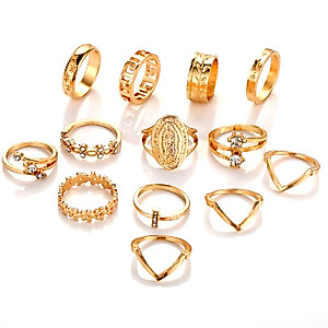 CSIYANJRY99 Gold Finger Rings for Women,Gold Knuckle Rings Set for Women Boho Vintage Finger Jewelry Stackable Midi Rings Multiple Rings Bulk Pack