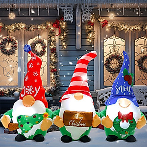 7 ft Long Merry Christmas Inflatables Lighted Novelty Gnome Inflatable Christmas Outdoor Decorations Christmas Blow up Yard Decorations Built in LED Light for Xmas Winter Holiday Party