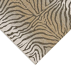 Liora Manne CARMEL Indoor/Outdoor Power Loomed Synthetic Blend Low Profile Area Rug - Transitional Graphic Casual Nature Animal Print (Zebra Sand) (7'10" x 9'10")