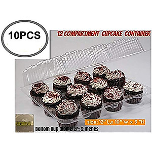 12 Compartment plastic Cupcake Boxes 12 Cavity Cupcake Container,12 Cupcake Container Cupcake Box, 12 Compartment Cupcake Containers disposable dozen cupcake containers (10 12 Pack Cupcake Containers