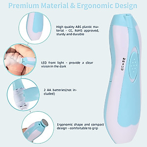 Baby Nail Clipper,Electric Baby Nail Trimmer,Toes Fingernails Care Trimmer with LED Light for Newborn,Kids and Adults(Blue)