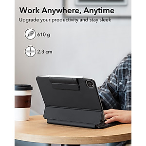 ESR iPad Air 11 inch Case with Keyboard(2024 M2), iPad Pro 11 (4th/3rd/2nd/1st Gen) & iPad Air 5th/4th Rebound Case Keyboard, Easy-Set Floating Cantilever Stand, Precision Multi-Touch Trackpad, Black