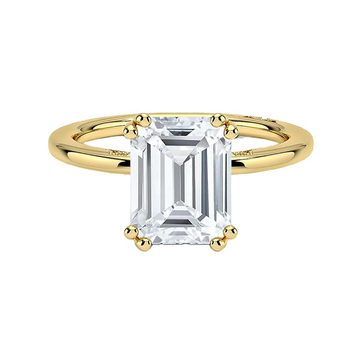 2 CT Emerald Cut Engagement Rings for Her Moissanite Rings Solitaire Proposal Gift Her 925 Silver 10K/14K/18K Solid Gold Bridal Rings (10K Solid Yellow Gold)