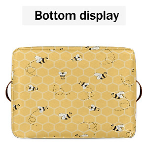 Bumble Bee Basket for Kid Foldable Closet Storage Bins Rectangle Storage Box 15 x 11 x 9.5 Inch Collapsible Storage Bin for Home Closet Shelf Bedroom Halloween Party Decor