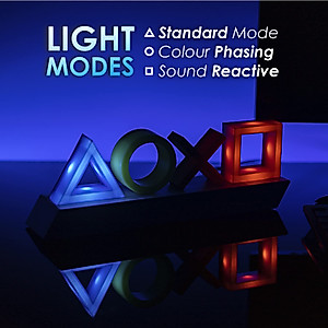 Paladone Playstation Heritage Icons Light, Desktop Game Room Lighting Accessories, 3 Dynamic Light Modes, Powered by USB or Batteries